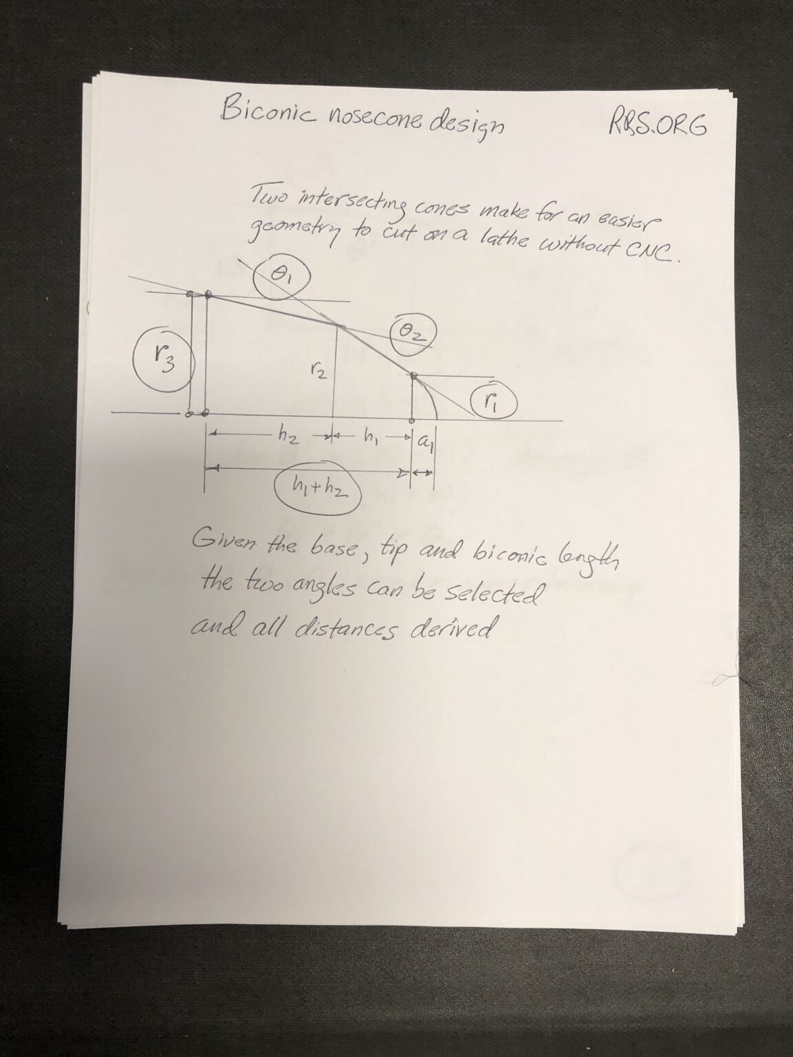 Biconic Nosecone Geometry and Sizing | Reaction Research Society