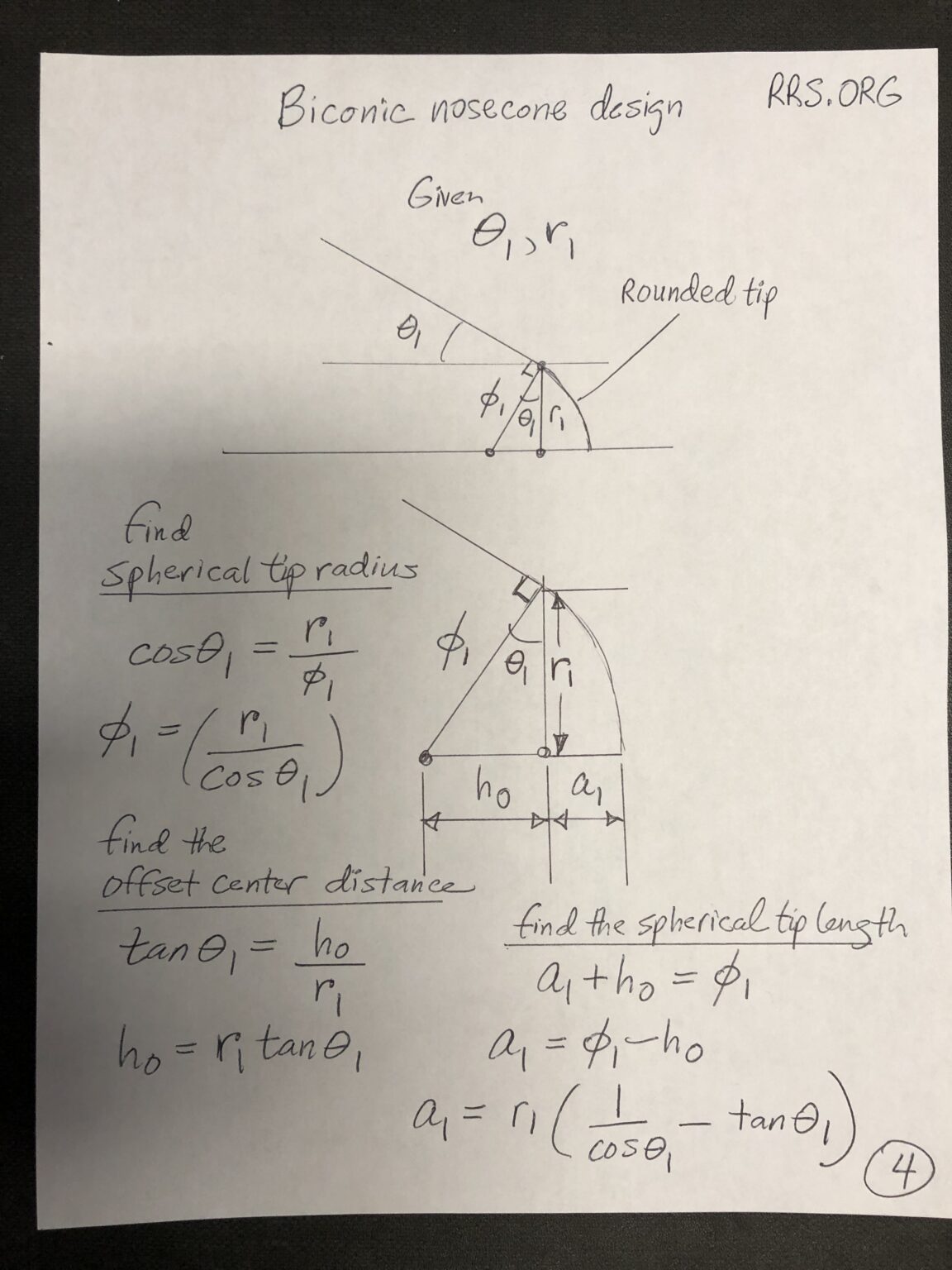 Biconic Nosecone Geometry and Sizing | Reaction Research Society