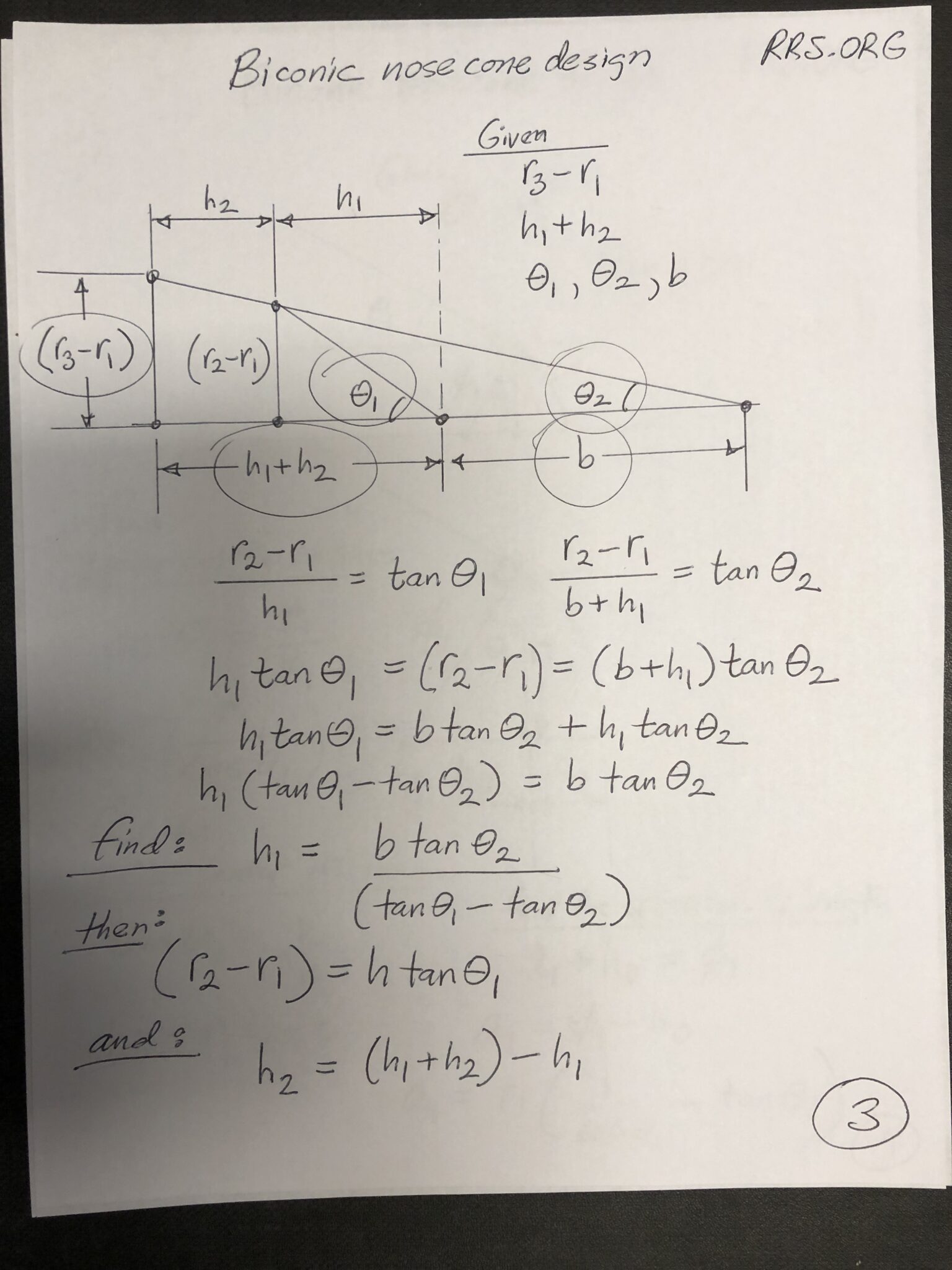 Biconic Nosecone Geometry and Sizing | Reaction Research Society